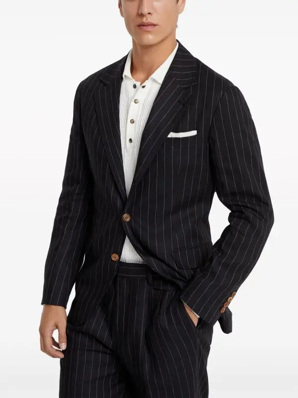 Brunello Cucinelli Chalk-stripe Linen Blazer