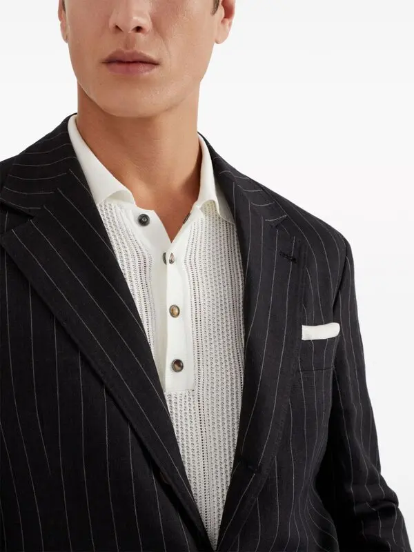 Brunello Cucinelli Chalk-stripe Linen Blazer