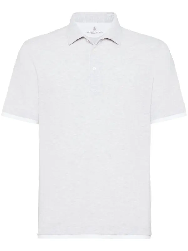 Brunello Cucinelli Layered Cotton Polo Shirt - White