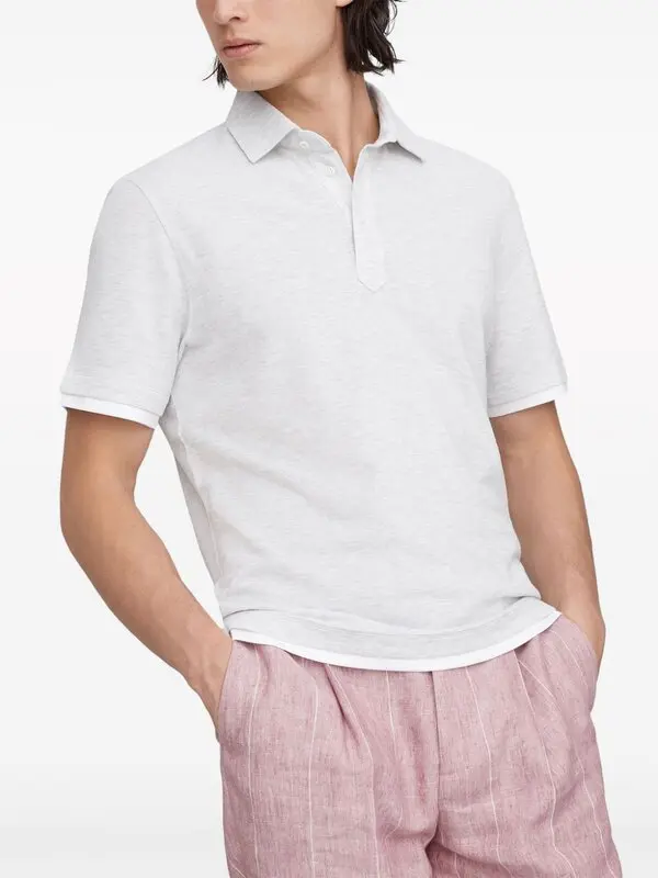 Brunello Cucinelli Layered Cotton Polo Shirt - White