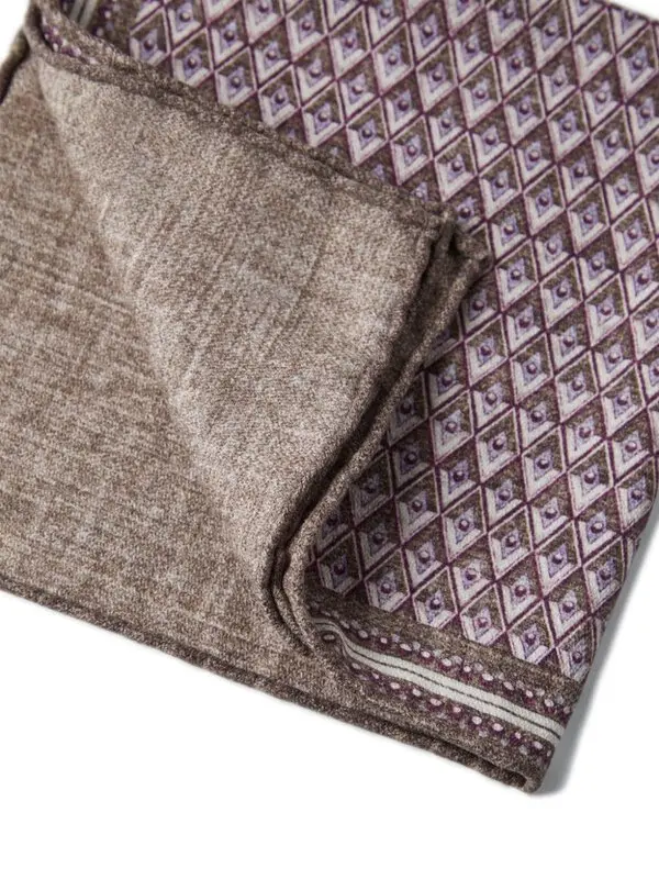 Brunello Cucinelli Geometric-pattern Silk Pocket Square - Brown