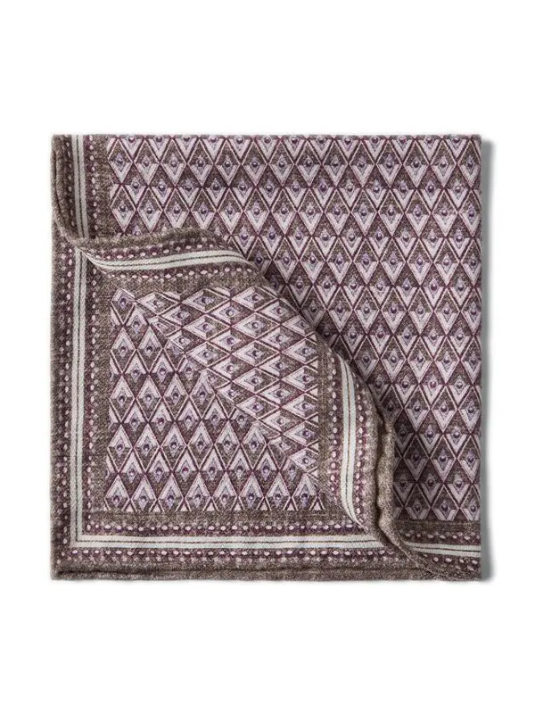Brunello Cucinelli Geometric-pattern Silk Pocket Square - Brown