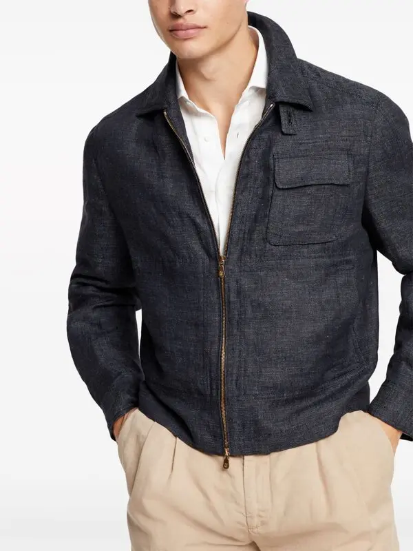 Brunello Cucinelli Slub-texture Linen Shirt Jacket