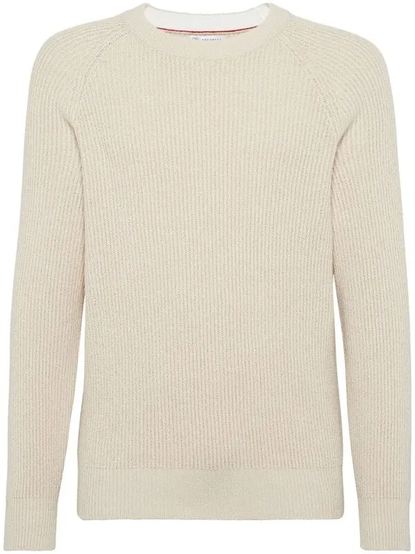 Brunello Cucinelli Crew-neck Ribbed-knit Jumper - Neutrals