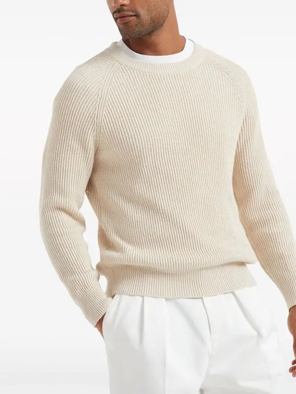 Brunello Cucinelli Crew-neck Ribbed-knit Jumper - Neutrals