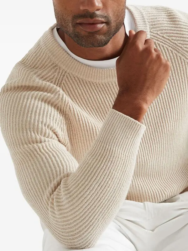 Brunello Cucinelli Crew-neck Ribbed-knit Jumper - Neutrals