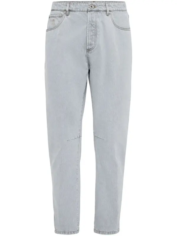 Brunello Cucinelli Logo-patch Cotton Tapered Jeans