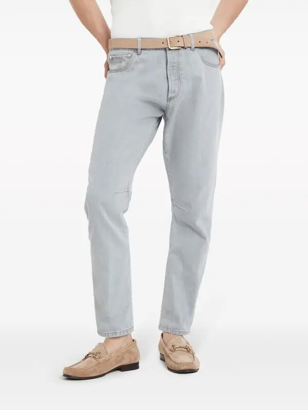 Brunello Cucinelli Logo-patch Cotton Tapered Jeans
