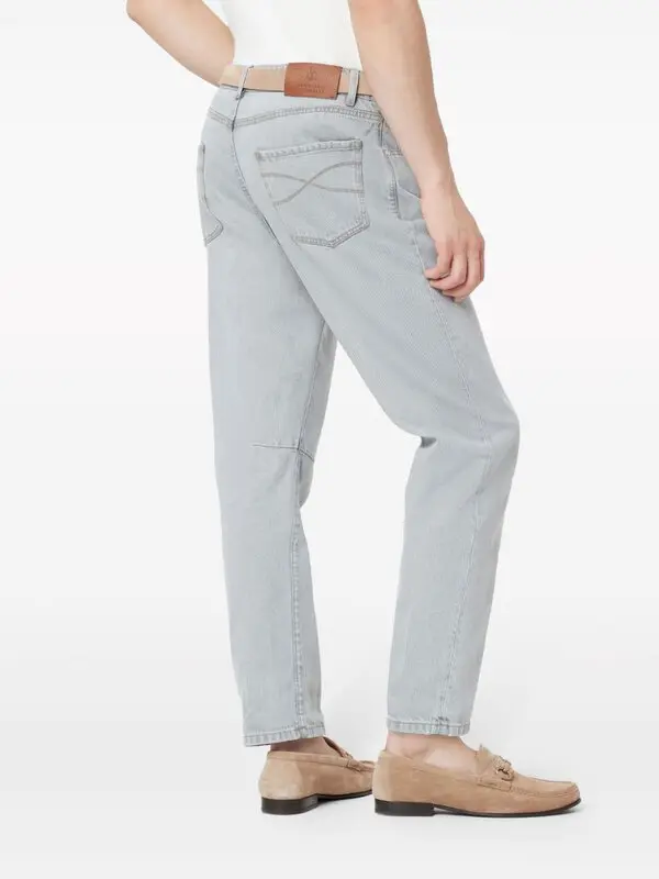 Brunello Cucinelli Logo-patch Cotton Tapered Jeans