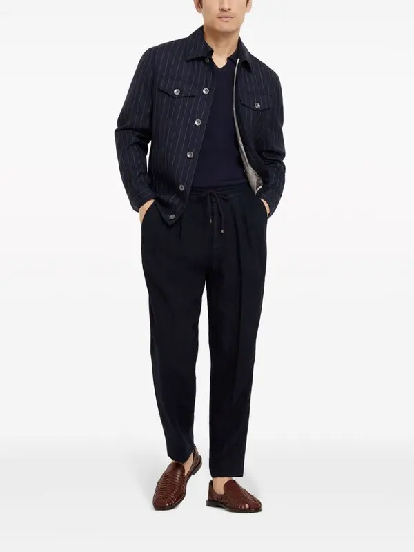 Brunello Cucinelli Ribbed-knit Polo Jumper - Blue