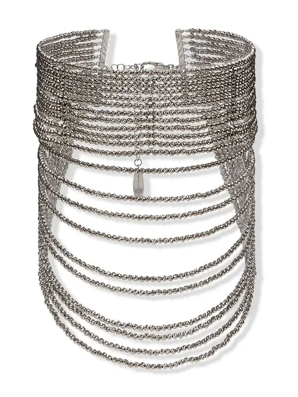 Brunello Cucinelli Sterling Draped Beaded Necklace