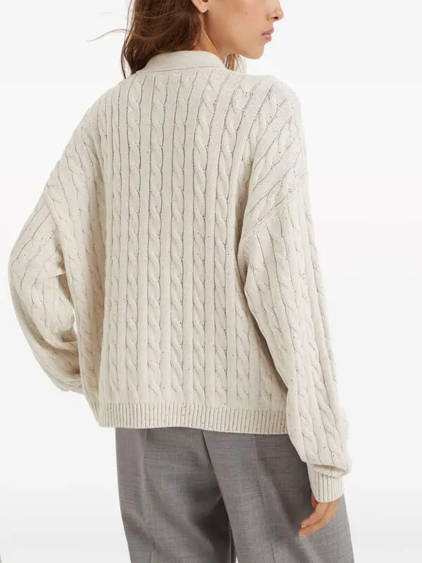 Brunello Cucinelli Sequin-embellished Cable-knit Jumper - Neutrals