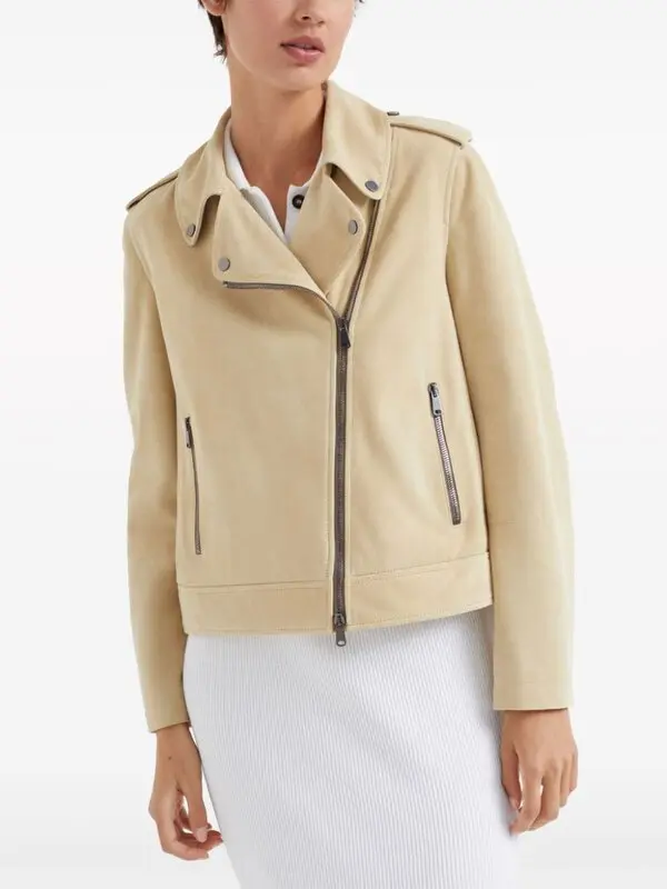Brunello Cucinelli Panelled Suede Cropped Jacket