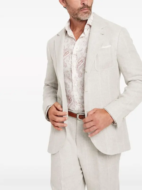 Brunello Cucinelli Stripe-pattern Notched-lapels Blazer