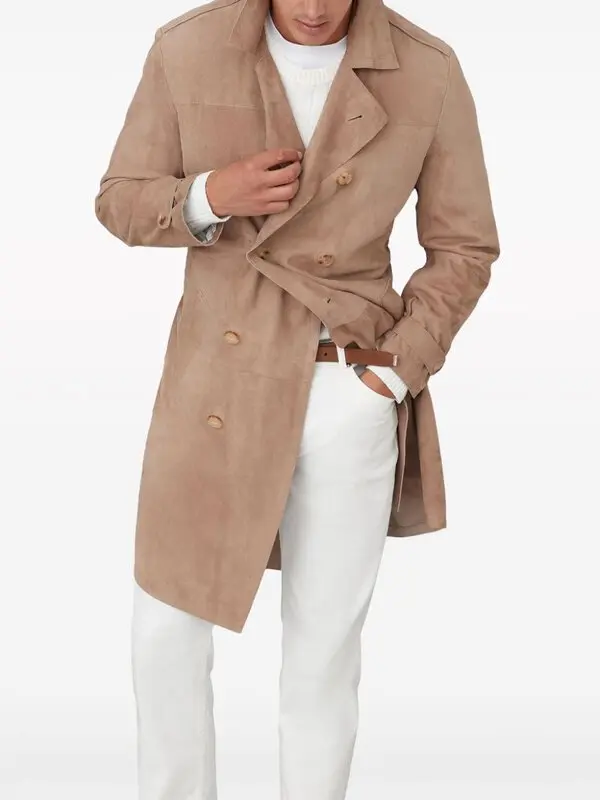 Brunello Cucinelli Notched-lapels Suede Coat