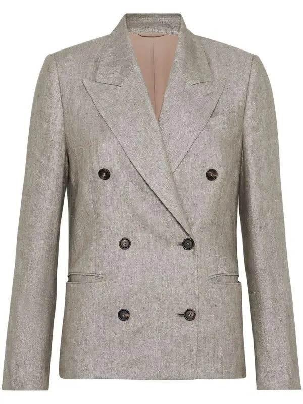 Brunello Cucinelli Mélange-effect Blazer With Monili Detail