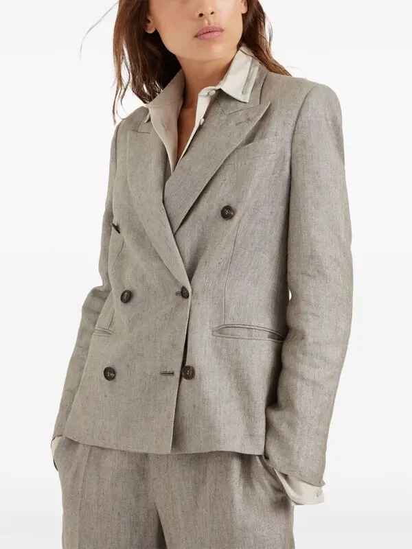Brunello Cucinelli Mélange-effect Blazer With Monili Detail