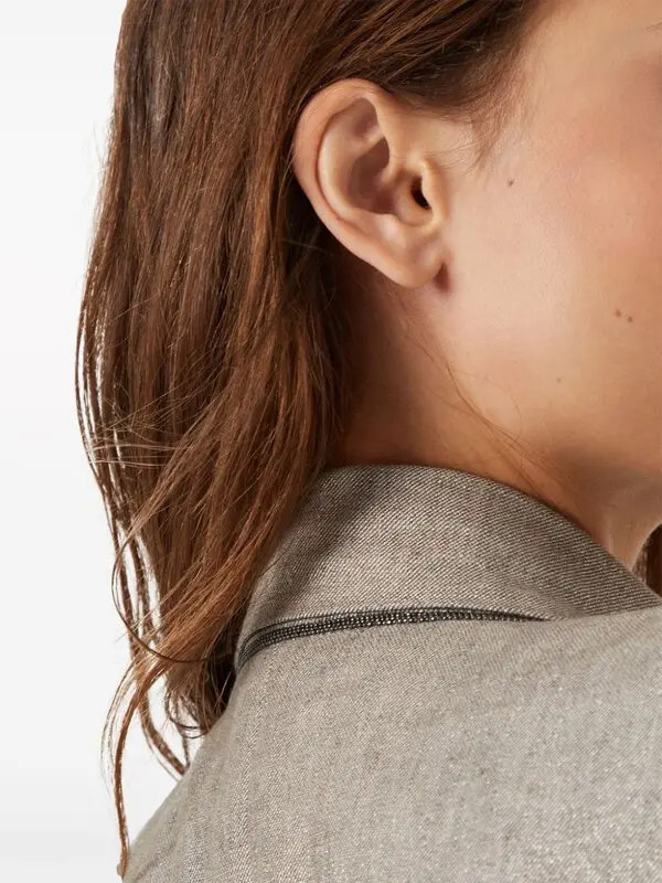 Brunello Cucinelli Mélange-effect Blazer With Monili Detail