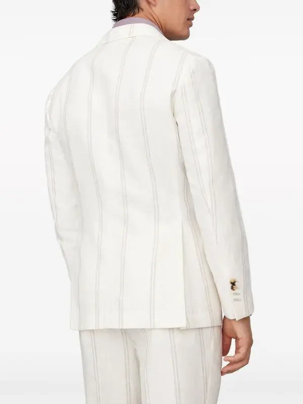 Brunello Cucinelli Striped Single-breasted Blazer - White