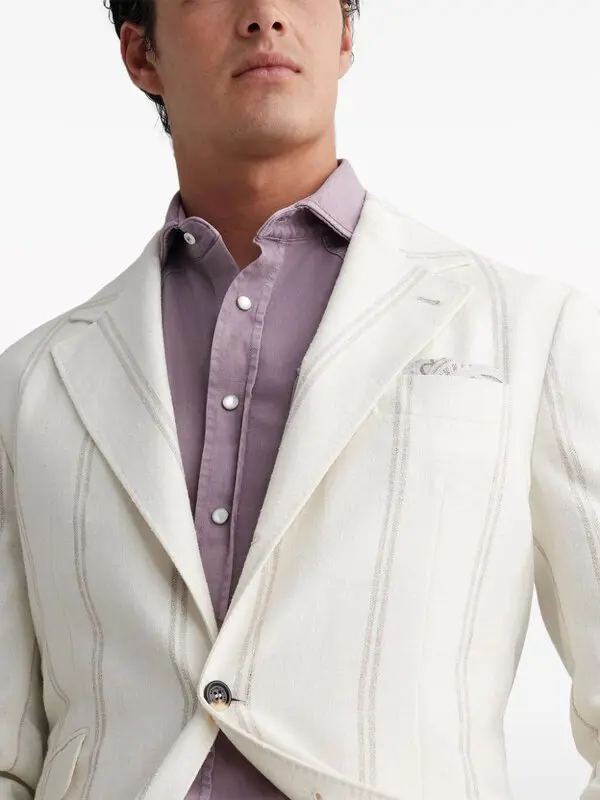 Brunello Cucinelli Striped Single-breasted Blazer - White