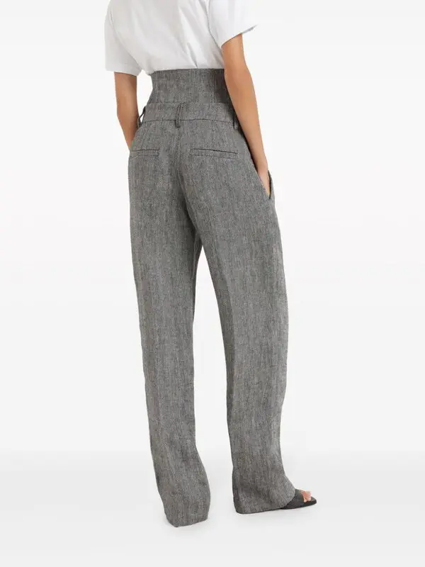 Brunello Cucinelli High-waisted Herringbone Trousers