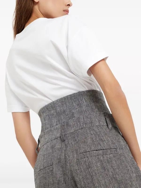 Brunello Cucinelli High-waisted Herringbone Trousers