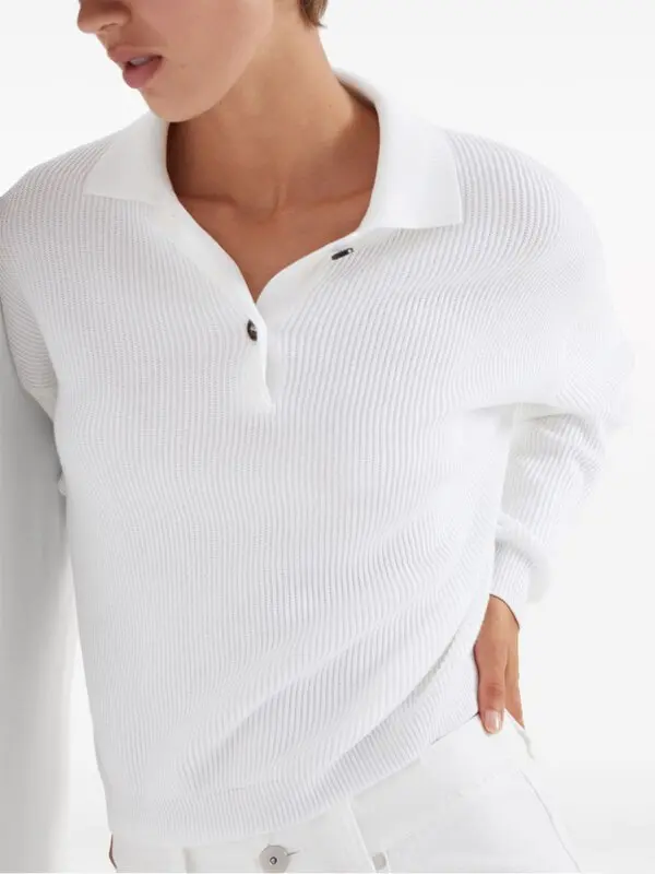 Brunello Cucinelli Ribbed Knit Polo-collar Jumper