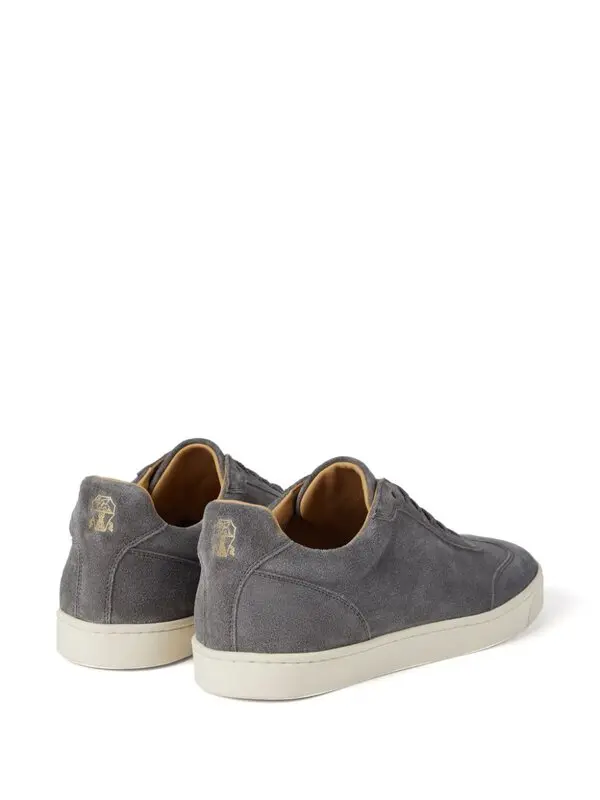 Brunello Cucinelli Logo-print Suede Sneakers - Grey