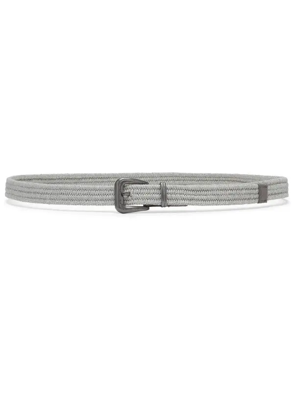 Brunello Cucinelli Braided Belt With Monili Chain - Grey