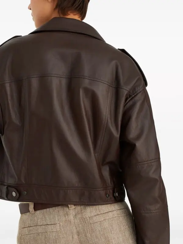 Brunello Cucinelli Panelled Leather Cropped Jacket
