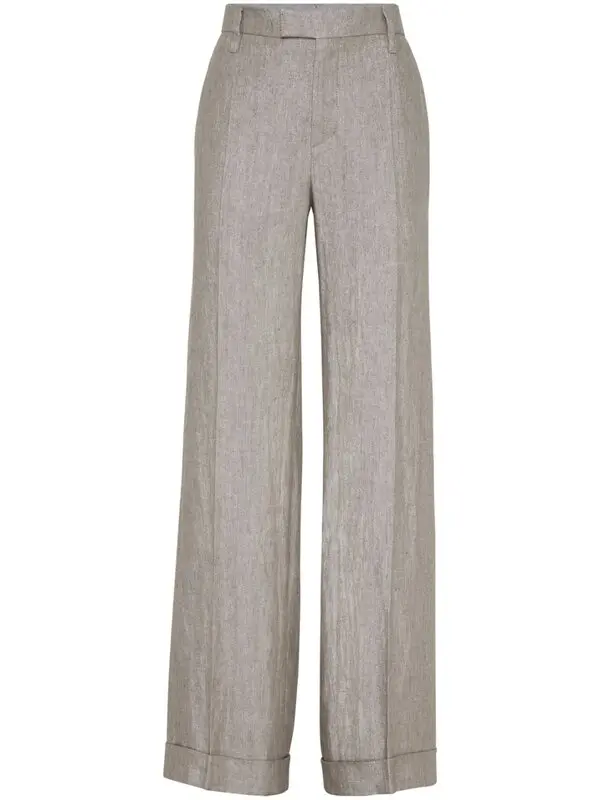 Brunello Cucinelli Pressed-crease Wide-leg Trousers