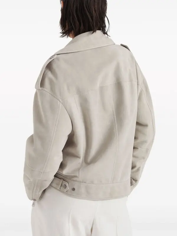 Brunello Cucinelli Zip-up Leather Jacket - Grey