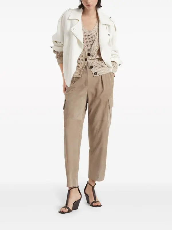 Brunello Cucinelli Sequin-embellished Open-knit Vest - Neutrals