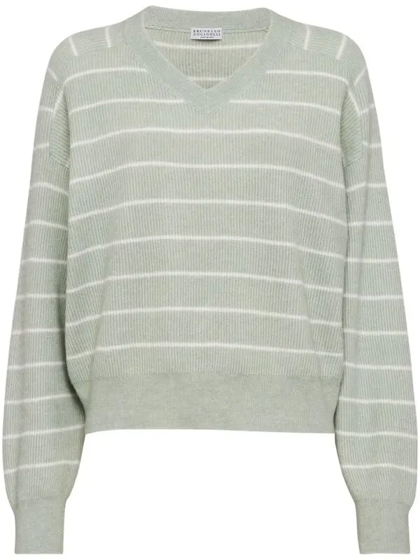 Brunello Cucinelli Striped Ribbed Jumper