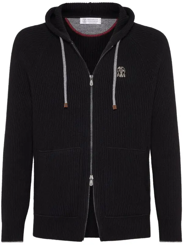 Brunello Cucinelli Ribbed-knit Cashmere Zip-up Hoodie