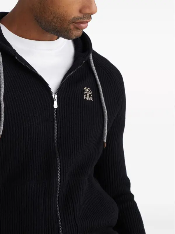 Brunello Cucinelli Ribbed-knit Cashmere Zip-up Hoodie