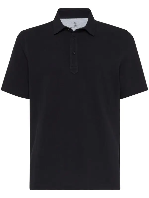 Brunello Cucinelli Button-fastening Cotton Polo Shirt - Black