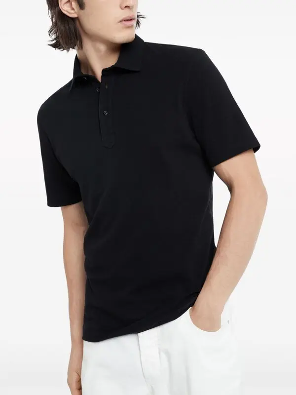 Brunello Cucinelli Button-fastening Cotton Polo Shirt - Black