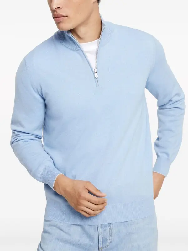 Brunello Cucinelli Zip-up Cashmere Jumper - Blue
