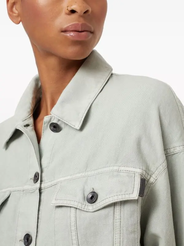 Brunello Cucinelli Monili-detail Denim Shirt Jacket - Green
