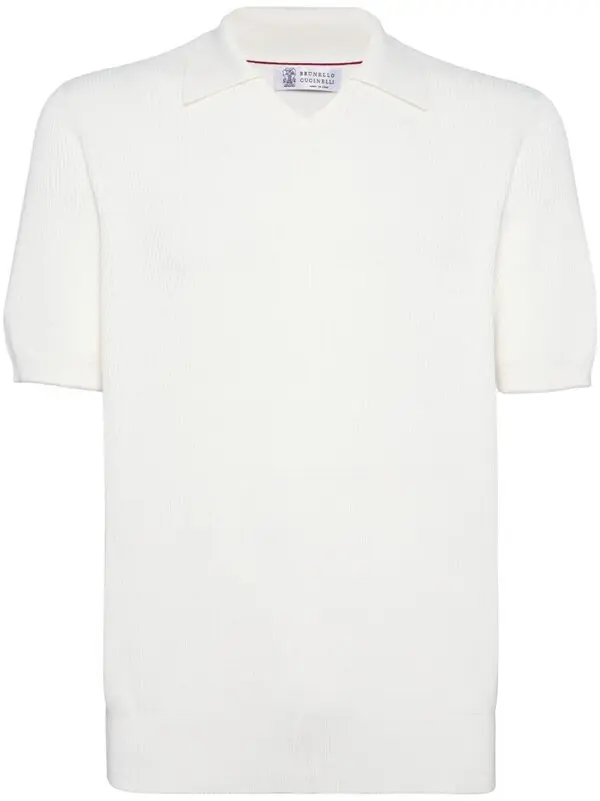 Brunello Cucinelli Rib-knit Cotton T-shirt - White