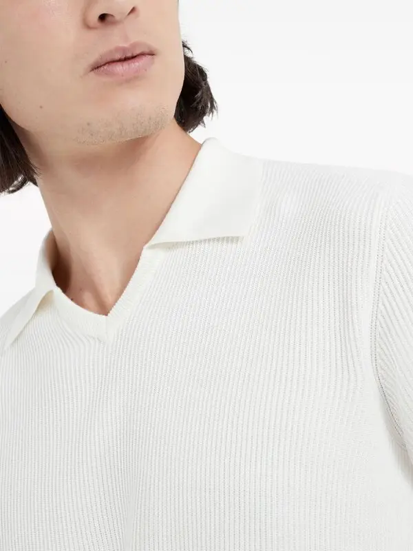Brunello Cucinelli Rib-knit Cotton T-shirt - White