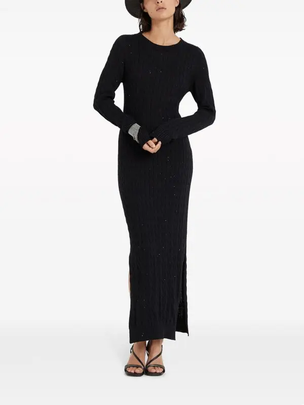 Brunello Cucinelli Sequin-embellished Cable-knit Dress