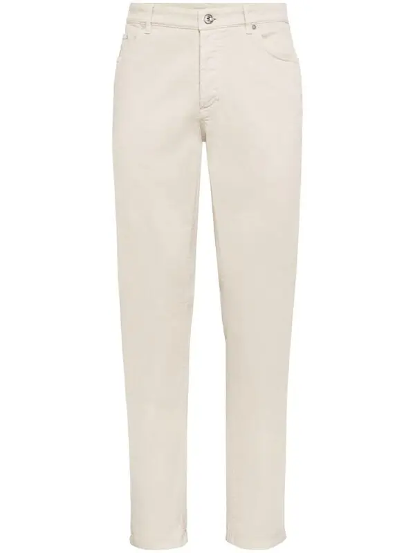 Brunello Cucinelli Straight-leg Stretch-cotton Trousers - Neutrals
