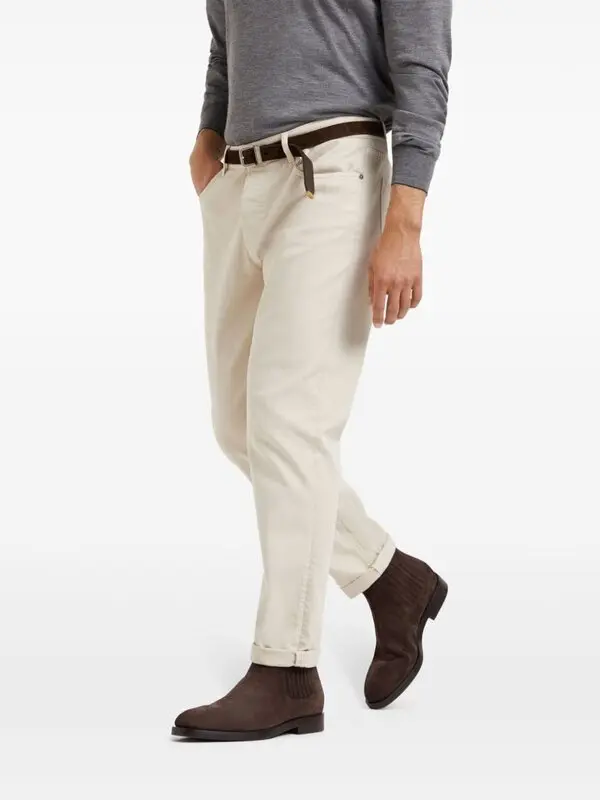 Brunello Cucinelli Straight-leg Stretch-cotton Trousers - Neutrals
