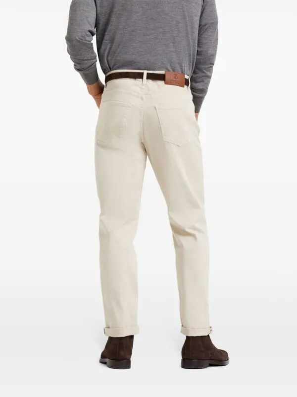 Brunello Cucinelli Straight-leg Stretch-cotton Trousers - Neutrals