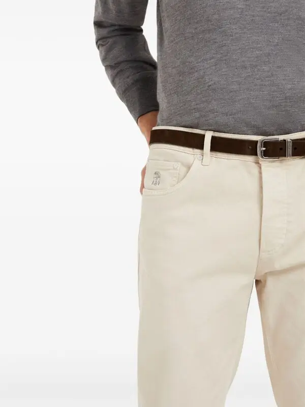 Brunello Cucinelli Straight-leg Stretch-cotton Trousers - Neutrals