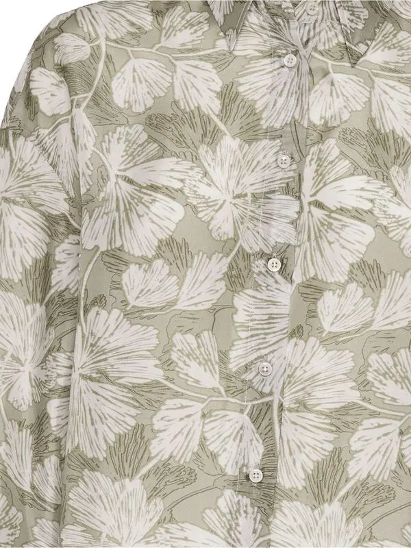 Brunello Cucinelli Leaf-print Silk Shirt
