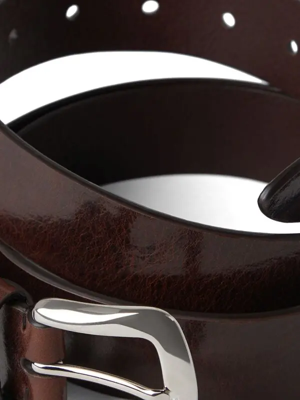 Brunello Cucinelli Leather Belt With Silver-tone Buckle