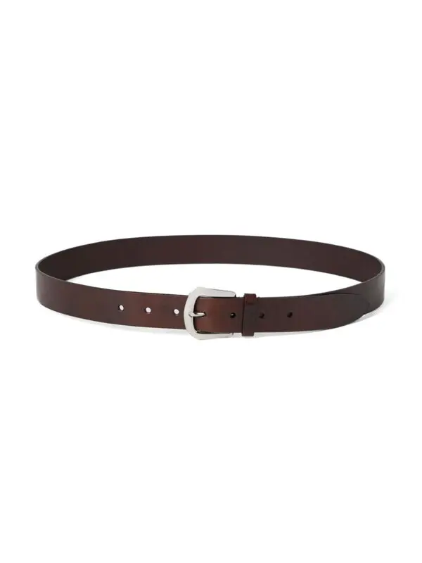 Brunello Cucinelli Leather Belt With Silver-tone Buckle